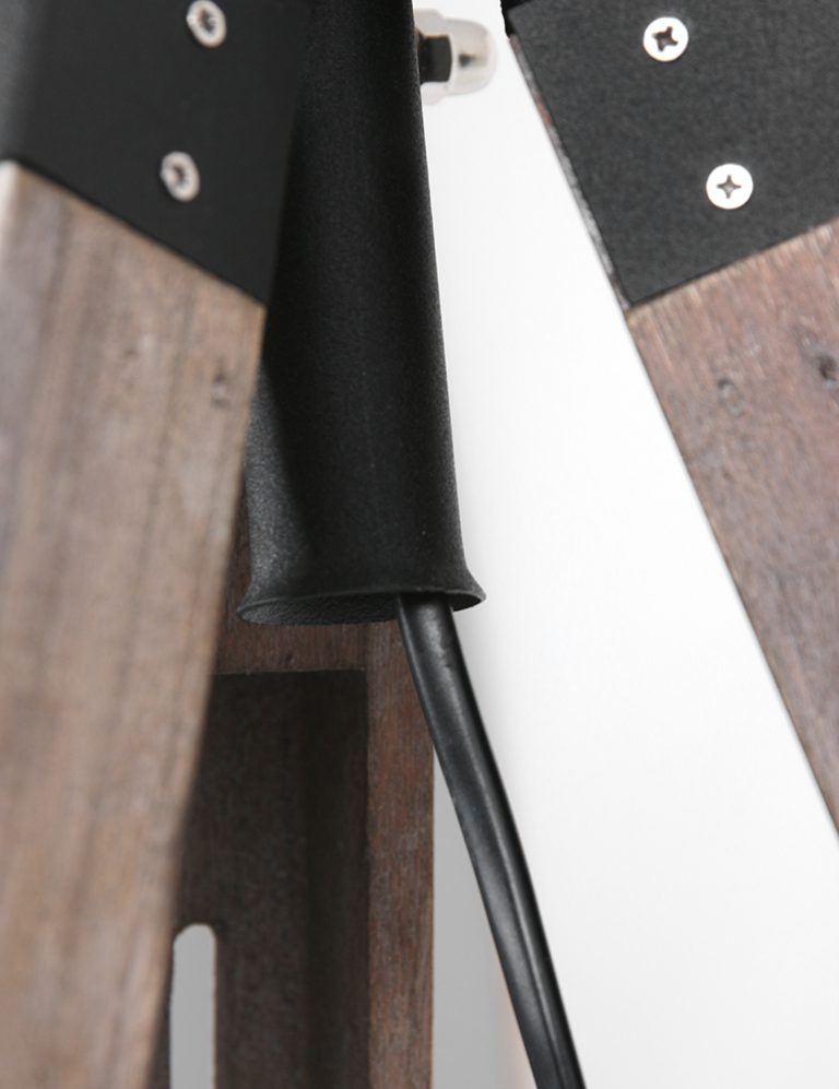 Driepoot vloerlamp zonder kap Mexlite Triek hout - Directlampen.nl