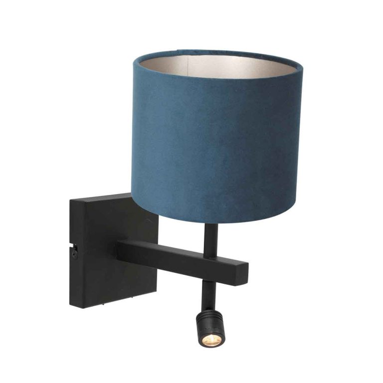 Leeslamp voor aan de muur met blauwe kap Steinhauer Stang - Directlampen.nl