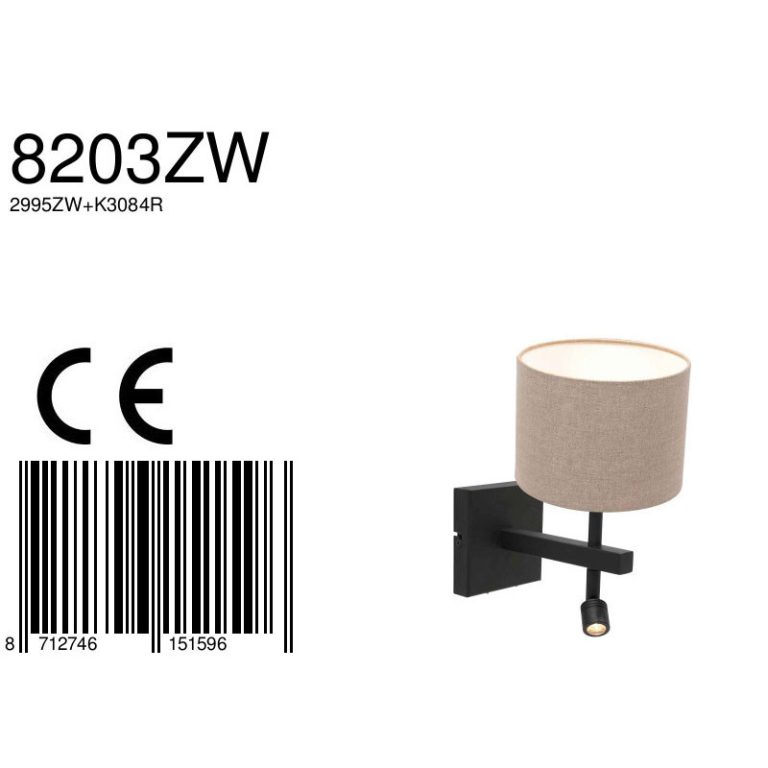 Schemerlamp wand met bruine kap Steinhauer Stang - Directlampen.nl