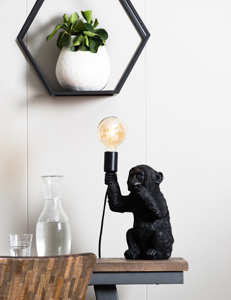 Zwarte aap lamp met fitting Light & Living Monkey - Directlampen.nl